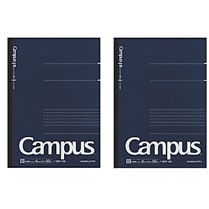 KOKUYO Campus Pre-Dotted Notebook, Semi B5-dotted 6 mm Rule - 30 Lines X 50 Sheets - 100 Pages, Pack of 2 Dark Blue