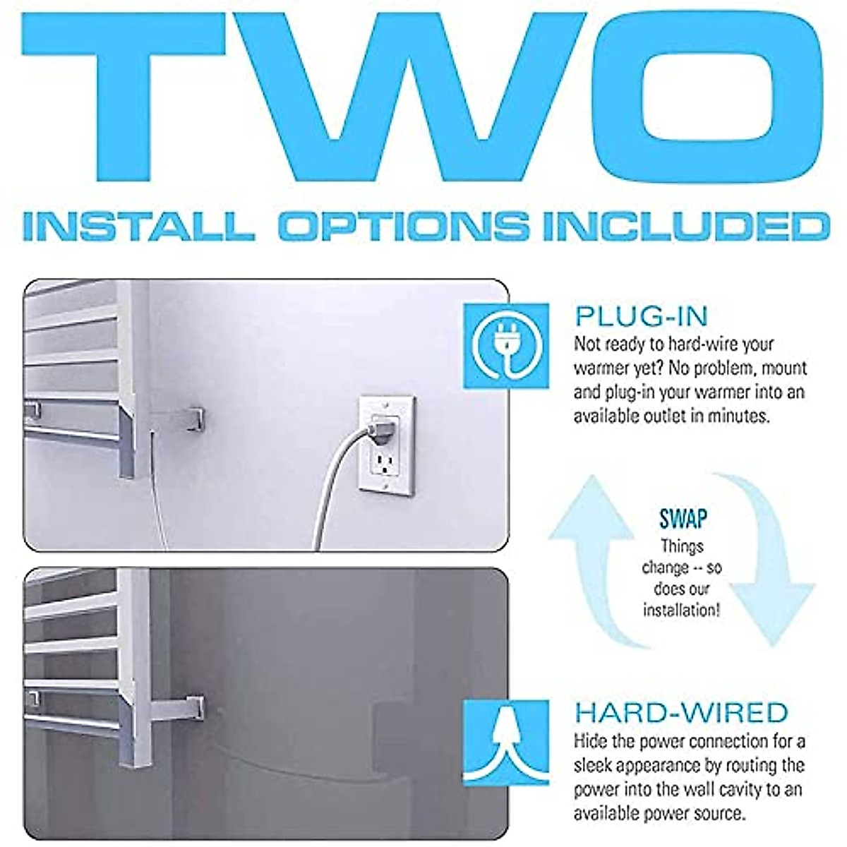 Bathroom Towel Warmer Electric Heated Towel Rack, Electric Heated Towel Rack 14 Curved Bar Wall Mounted Towel Warmer Drying Rack Constant Temperature 304 Stainless Steel Heated Towel Rail Bathroom Rad