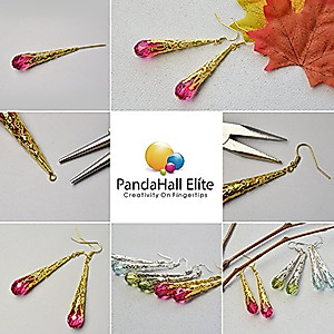 PH PandaHall 100 Pcs 5 Colors Goddess Hair Beads, 1.6 Inch Long Flower Bead Caps Bead End Hollow Bead Caps Spacers for Earring Pendant Neckalce Jewelry DIY Craft Goddess Beads for Hair Braid Jewelry