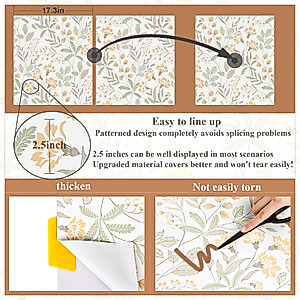 Rugreat Floral Peel and Stick Wallpaper Boho Contact Paper for Cabinets Flower Leaf Wallpaper Botanical Nursery Wallpaper Self Adhesive Removable Wallpaper for Bathroom Waterproof Colorful 17.3×78.8