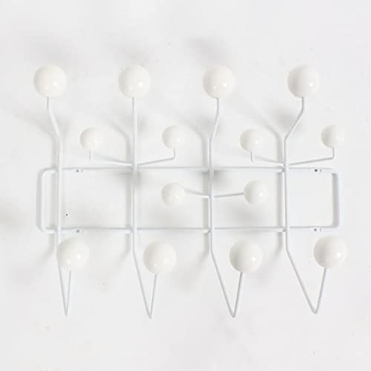 SHISEDECO Classic Hang it All Coat Rack, Mid Century Modern Wall Mounted Coat Hooks with Painted Solid Wooden Balls(Multi Colors Available) (White)