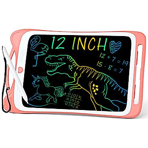 Jasonwell Kids Drawing Pad Doodle Board 12'' Colorful Toddler Scribbler Board Erasable LCD Writing Tablet Light Drawing Board Educational Learning Toys Gift for 2 3 4 5 6 7 8 Year Old Girls Boys