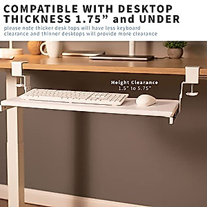 VIVO Large Height Adjustable Under Desk Keyboard Tray, C-clamp Mount System, 27 (33 Including Clamps) x 11 inch Slide-Out Platform Computer Drawer for Typing, White, MOUNT-KB05HW