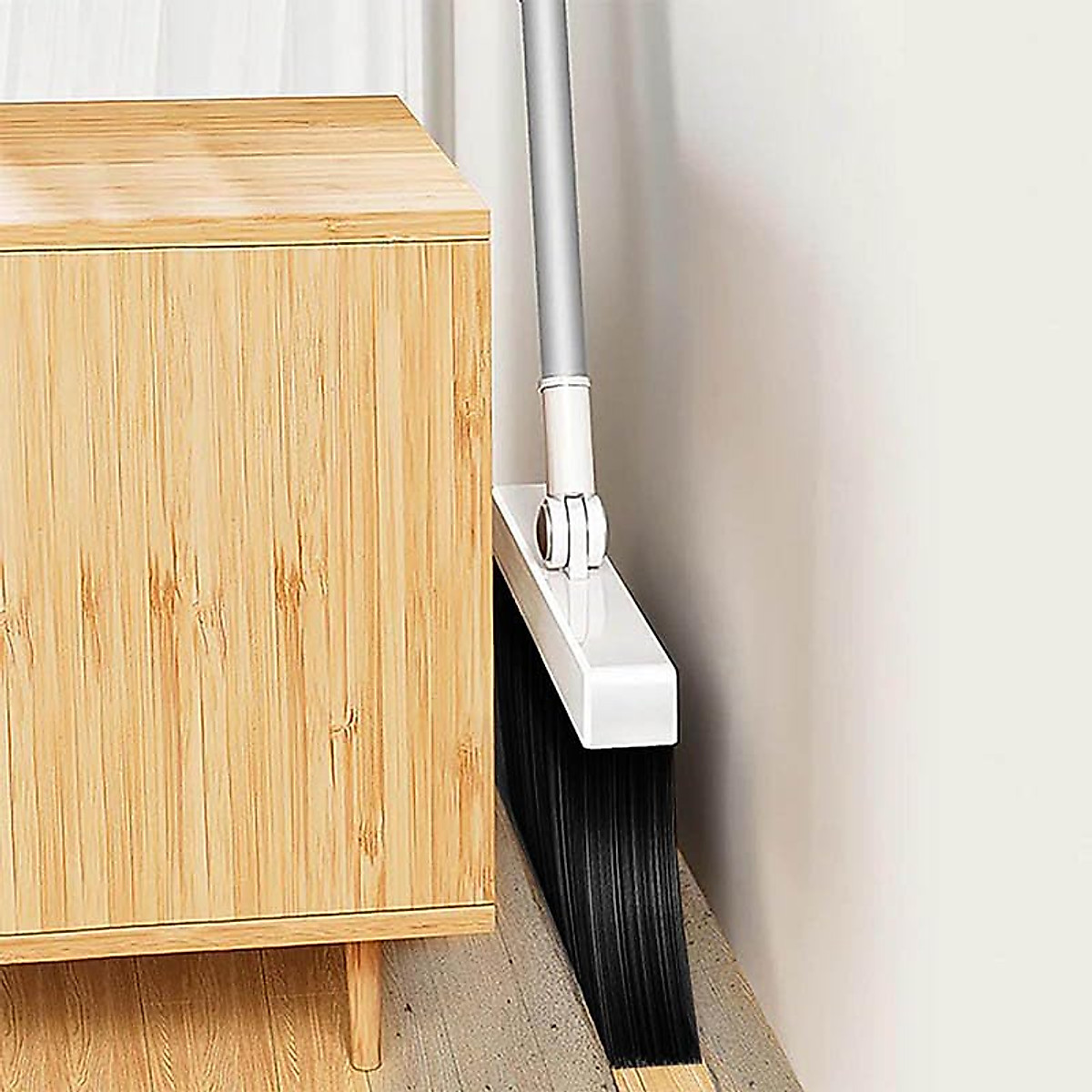 Household Broom and Dustpan Set, Long Handle Brooms and Dustpan Household Soft Sets, Plastic Stainless Steel Long Teeth Dustpan Combination, Broom and Stand up Dustpan Set for Home (Green)