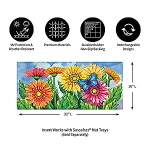 Evergreen Sassafras Gerbera Daisies Interchangeable Entrance Doormat | Indoor and Outdoor | 22-inches x 10-inches | Non-Slip Backing | All-Season | Low Profile | Home Décor