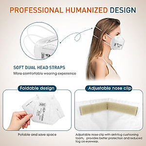 YQ YICHITA N95 Mask NIOSH Approved 25-Pack, Particulate Respirator N95 Face Masks Universal Fit - Individually Wrapped