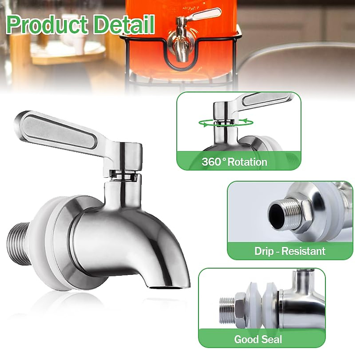 hgzaccompany Stainless Steel Spigot for Drink Dispenser, Replacement Metal Spigot for Beverage Dispenser, Water Dispenser Faucet, Food Grade Metal Spout.