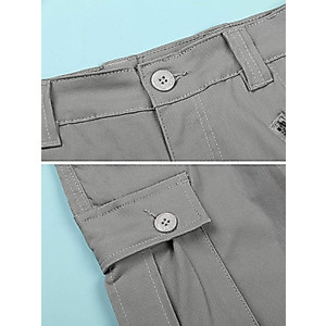 Mesinsefra Women's Cargo Pants Camping Pants Cotton Work Casual Loose Fit Trousers with Multi Pockets Grey 6