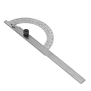 180 Degree Protractor, 80 * 120mm Carbon Stainless Steel Chrome Plating Protractor Rotary Angle Finder Measuring Ruler Tool for Woodworking