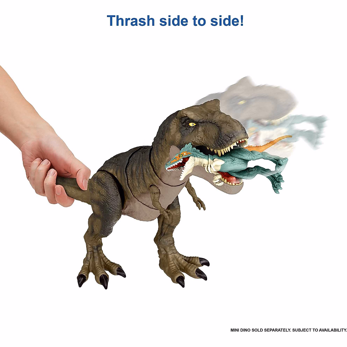 Mattel Jurassic World Dominion Dinosaur Toy, Thrash ‘N Devour Tyrannosaurus Rex Action Figure with Sound & Motion