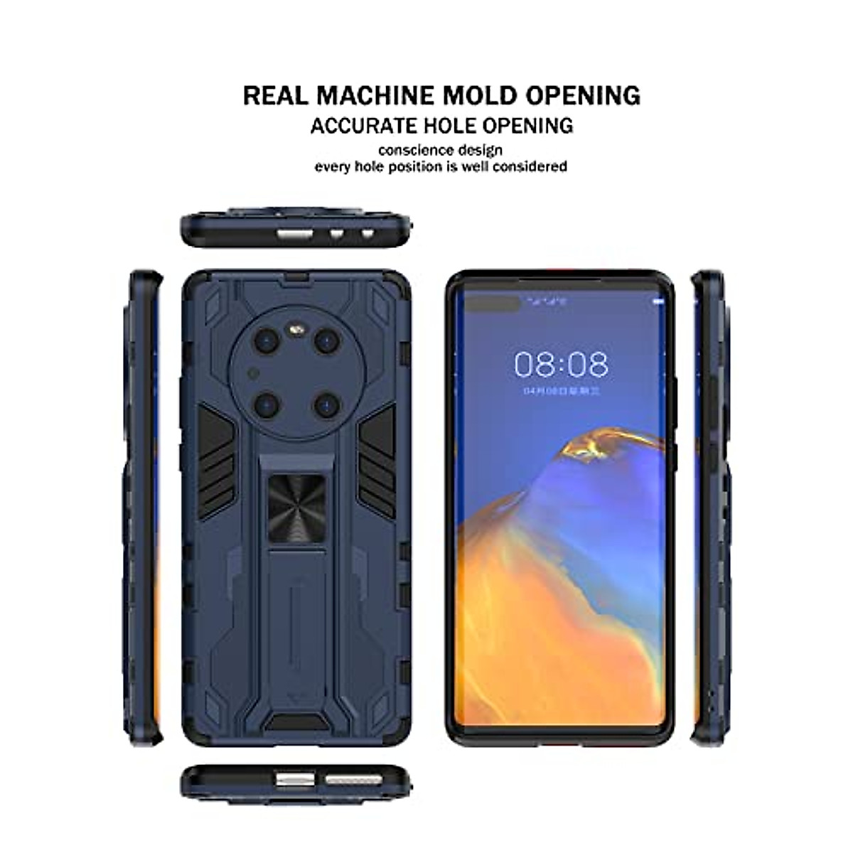 Asuwish Phone Case for Huawei Mate 40 Pro 5G with Tempered Glass Screen Protector Cover and Slim Stand Hybrid Rugged Kickstand Cell Mobile Accessories Hawaii Mate40Pro Mate40 40Pro 4G Women Men Blue