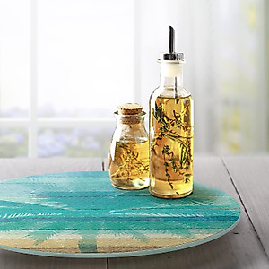 Counterart Beachscapes 4mm Heat Tolerant Tempered Glass Lazy Susan Turntable 13" Diameter Cake Plate Condiment Caddy Pizza Server