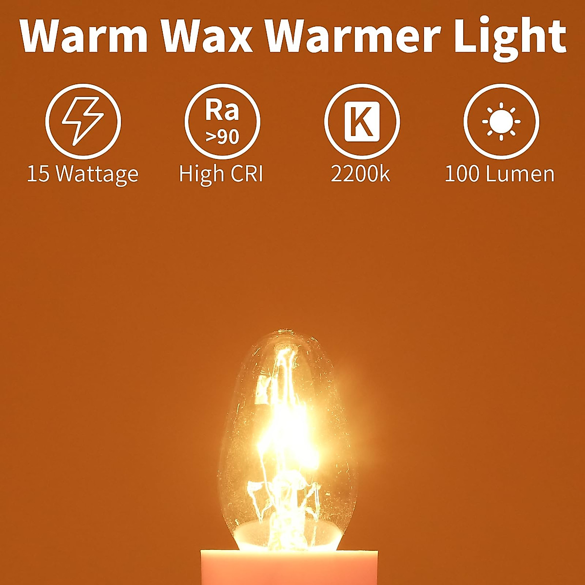 COLWATT 15-Pack Salt Lamp Bulbs, 15 Watt Light Bulb for Himalayan Salt Lamp Baskets, 120V C7 Small Night Light Bulbs, 2200K Warm White, Dimmable