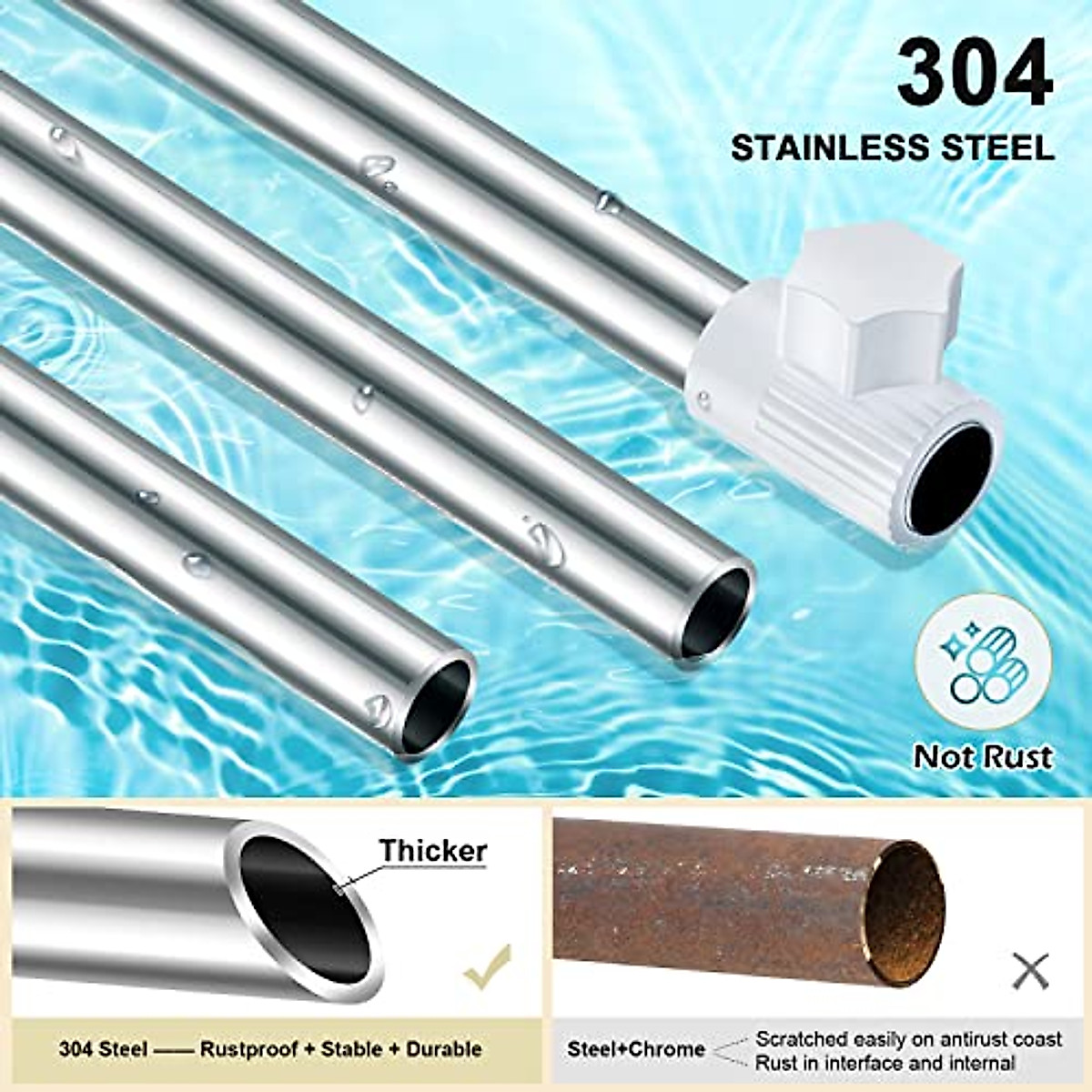 Corner Shower Caddy Tension Pole: Adjustable Stainless Steel Shower Organizer with 4 Tier Shelf for Bathroom Bathtub Tub Shampoo - Floor Standing Rack Bath Storage Holder with Rust Proof Rods