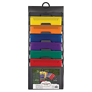 Samsill Cascading Wall File Organizer, Classrom Organization and Storage, 6 Removable Poly Hanging File Folders, Command Center Wall Organizer, Gray with Assorted Color Folders