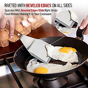 Homi styles Small Metal Spatula With Merbau Wooden Handle | Heavy Duty Stainless Steel Flipper With Beveled Edges | Small Spatula Portable Cooking Turner Cookie Brownie Spatula With A 2.5-Inch Blade