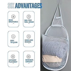 3 Pieces Hanging Laundry Hamper Foldable Mesh Hamper Dirty Cloth Basket with Carry Handle Door net Hampers for Store Cloth, Toy, Camping, Potato Chips,Home and Hotel Use(Grey)