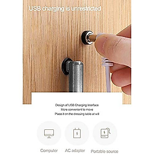 FQYYDD Illuminated Makeup Mirror Wooden Desktop Led Makeup Mirror Usb Charging Adjustable Bright