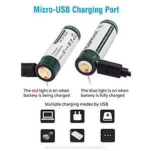 Keeppower USB Rechargeable Li-ion AA Batteries 3390mWh Double A Protected Lithium Battery 1.5V 2260mAh High Capacity Fast Charge Included with a 4-in-1 Charging Cable (Pack of 4)