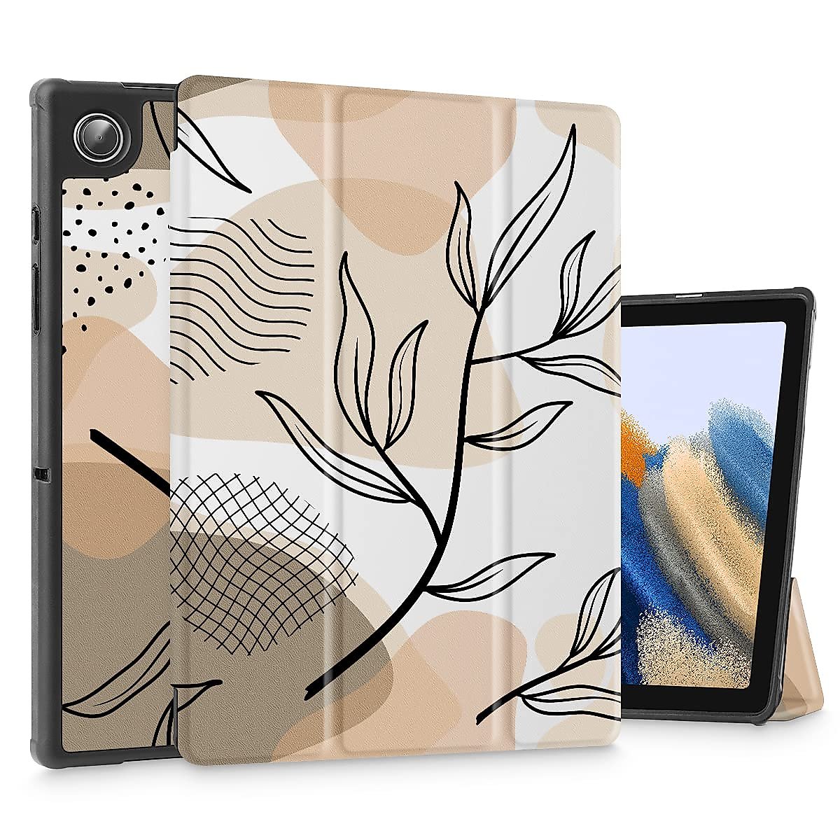 Mektron Samsung Galaxy Tab A8 Case 10.5'' 2022 Release Model (SM-X200/X205/X207),Multi-Angle Viewing Soft TPU Back Cover with Auto Wake/Sleep for Galaxy Tab A8 10.5 inch Tablet,Abstract Leave