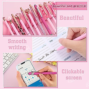 BESARME 12 Pcs Pink Ballpoint Pens Set, Pink Gifts for Women Crystal Diamond Pens Retractable Glitter Fancy Pens for Journaling Offices Schools Wedding Home Stationery Supplies Mother's Day Gift