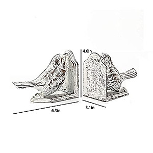 Jemeni Birds Bookends Decorative, 1 Pair Book Ends, Whitewashed Finish