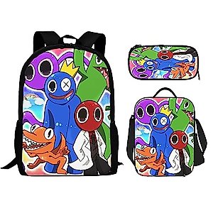 AENNA Cartoon Game Backpack Set Boys Girls Bookbag with Pencil Case Lunch Bag for Teens School Picnic Travel