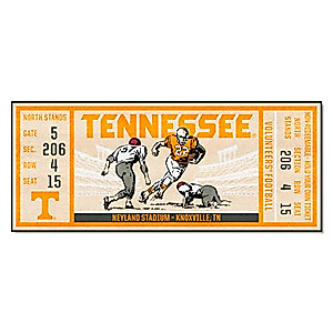 FANMATS 23156 Tennessee Volunteers Ticket Design Runner Rug - 30in. x 72in. | Sports Fan Area Rug, Home Decor Rug and Tailgating Mat