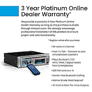 BOSS Audio Systems MR508UABS Marine Boat Stereo - Single Din, Bluetooth Audio and Calling Head Unit, AM/FM Radio Receiver, CD Player, Weatherproof, USB