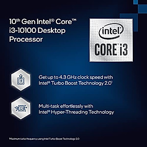 Intel Core i3-10100 Desktop Processor 4 Cores up to 4.3 GHz  LGA1200 (Intel 400 Series Chipset) 65W, Model Number: BX8070110100