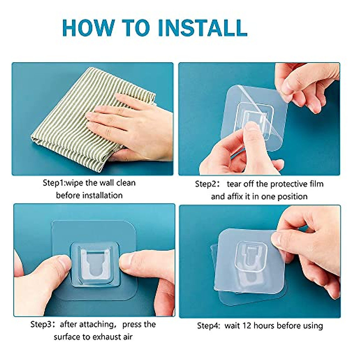 Chris.W 20 Sets Double-Sided Adhesive Kitchen Wall Hook Hanger Strong Transparent Wall Storage Sucker Wall Mount Sticky Hooks for Kitchen Bathroom Small Items Hooks