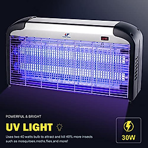 SUPERDRIVE Electric Bug Zapper，Effective 4200V 30W Electronic Indoor Mosquito Zapper Fly Trap Wasp Killer for Mosquito,Fly,Moth,Wasp Insect Killer for Bedroom, Kitchen, Restaurant Indoor Patio Garden