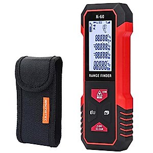 MAKINGTEC Laser Measure 196Ft M/Ft/in with Fraction Mode,Tape Measure Laser Measuring Device Large LCD Backlight Display, Pythagorean Mode Distance Measure Area and Volume Laser Distance Meter K-60