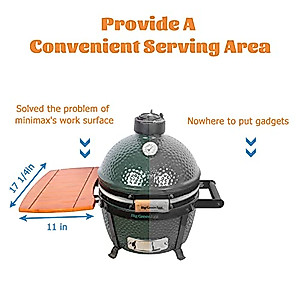 KAMaster Wooden Side Shelves for MiniMax Big Green Egg,Red Oak Wood Egg Mates Big Green Egg Accessories Egg Mates for The MiniMax Egg Side Tables Grill Parts Replacement Grill Smoker