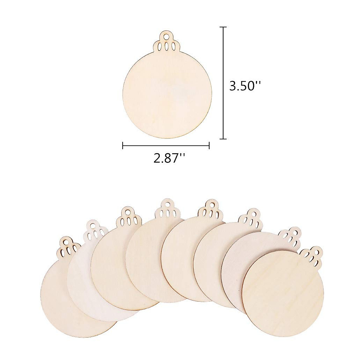 Max Fun 60PCS 3.5" DIY Wooden Christmas Ornaments Unfinished Predrilled Wood Slices Circles for Crafts Round Centerpieces Discs Holiday Hanging Decorations