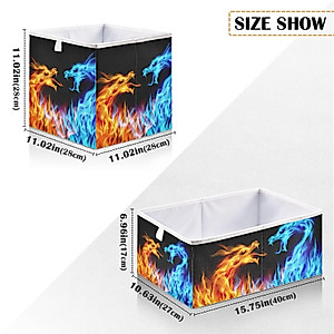 Emelivor Dragons Rectangle Storage Bins Fabric Storage Cube Collapsible Foldable Storage Baskets Organizer Containers for Shelves Nursery Closer Bedroom Home,16 x 11inch