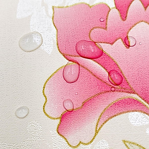 SimpleLife4U Pink Peony Furniture Protect Paper Removable Vinyl Damask Shelf Drawer Liner 17.7 Inches by 9.8 Feet