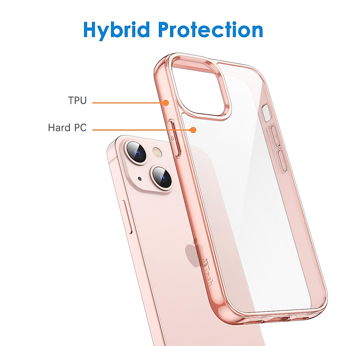 JETech Case for iPhone 13 Mini 5.4-Inch, Non-Yellowing Shockproof Phone Bumper Cover, Anti-Scratch Clear Back (Rose Gold)