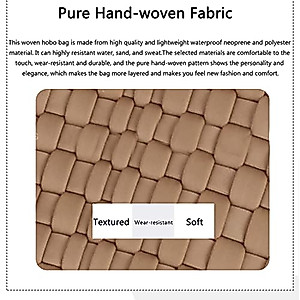 Fashion Woven Purse for Women Top-handle Shoulder Bag Neoprene Hobo Tote Retro Wrist Bag Travel Handbag Work Shopping Daily (Black)