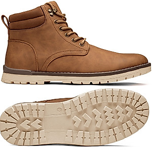 Vostey Men's Hiking Boots waterproof Casual Chukka Boots for Men(BMY670B yellow brown 10)