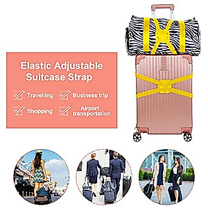 8 Pcs Luggage Straps Suitcase Belts Add A Bag Luggage Straps Elastic Adjustable Belt Suitcase Strap Belt Luggage Bungees for Add a Bag Suitcase Belt Travel Accessories for Connect Luggage (Yellow)