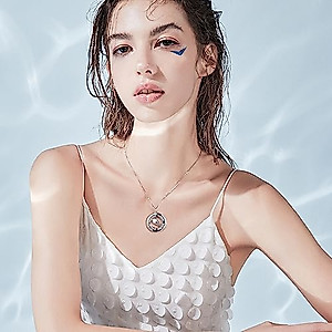 FANCIME Compass Birthstone Necklace for Women Sterling Silver Compass Jewelry Opal Pendant October Birthstone Necklace Gemstone Birthday Christmas Gifts for Girlfriend Wife Mom Her