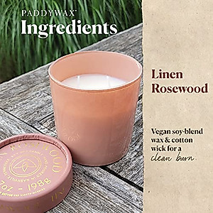 Paddywax Firefly Candle Co. Optimist Scented Candles with Soy Wax Blend and Reusable Glass Jar for Home Fragrance and Aromatherapy - 7 Ounce, Linen Rosewood, Dusty Pink