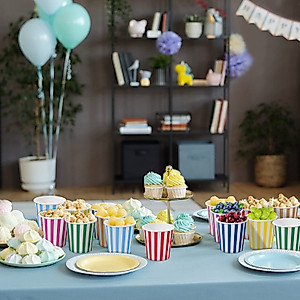 meekoo 1000 Pack 4oz Paper Cups Multicolor Mouthwash Cups Striped Pattern Bathroom Cups Hot Cold Beverage Disposable Cups Small Ice Cream Cups Drinking Cup for Party, Picnic and Event, 10 Colors