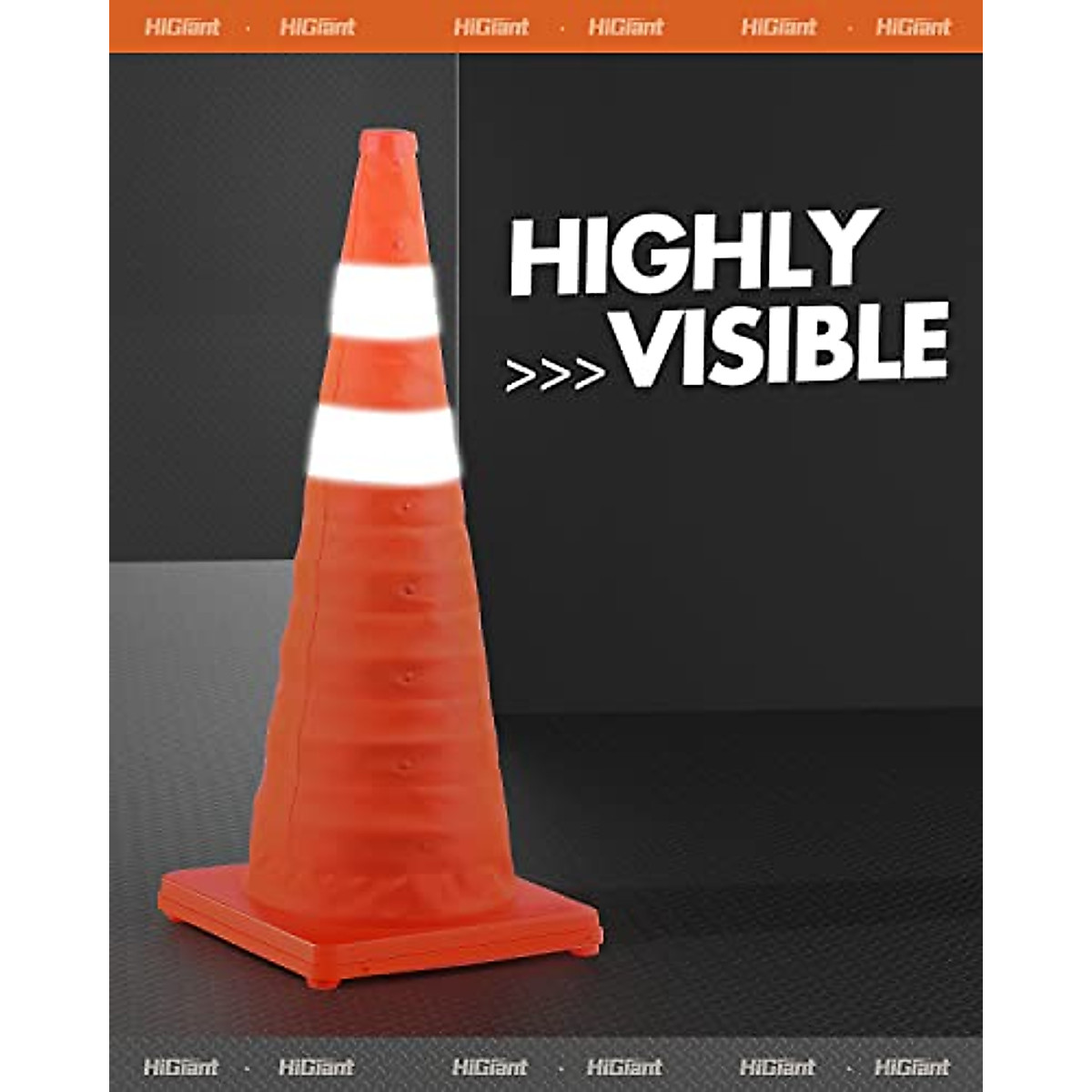 HiGiant [4 Pack] Collapsible Traffic Safety Cones 28'' inch, Orange Pop-up Cones with Reflective Collar, Caution Cones for Road Driving Practice and Parking lot