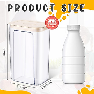 Blushtier 3 Pack Pop Containers 1.7 Qt Food Storage Containers with Lids Airtight One Button Opening Clear Rectangle Kitchen Storage Containers for Pantry Cereal Snack Sugar Coffee