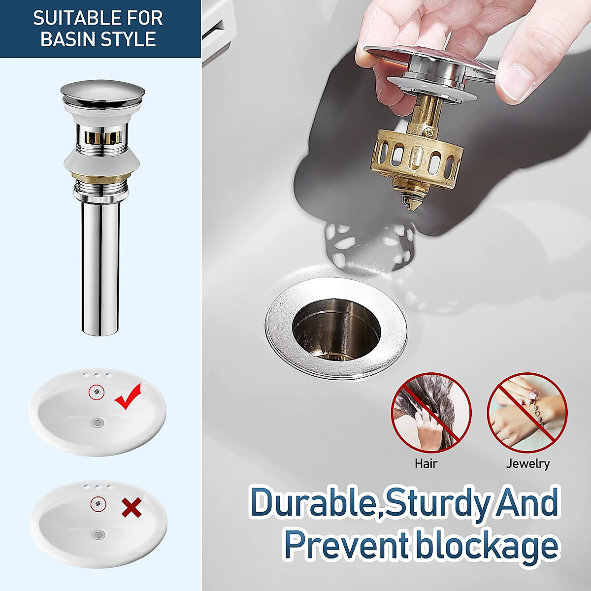 Chrome Bathroom Faucet Single Handle Bathroom Vanity Sink Faucet with Pop-up Drain and Faucet Supply Lines Rv Lavatory Vessel Faucet Basin Mixer Tap