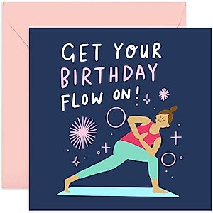 Old English Co. Birthday Yoga Flow Birthday Card for Him or Her - Yogi Birthday Greeting Card for Women or Men - Cute Yoga Happy Birthday Card for Friend Family | Blank Inside with Envelope