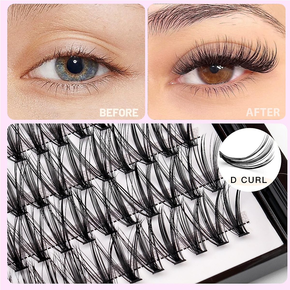 Dedila 8-22mm to Choose 20D/40D/60D/80D/100D Individual False Eyelashes Makeup Cluster Eyelashes Thickness 0.07mm D Curl Natural long Black Soft 3D Eye Lashes Extensions (20D-13mm)