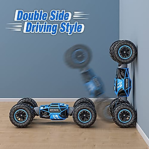 Powerextra Gesture Rc Car, 4WD 2.4GHz Remote Control Car, Double Side Transform Off Road Rc Stunt Car, Two Rechargeable Batteries, 50+ Mins Play Car for 6-12 Year Old Boys & Girls